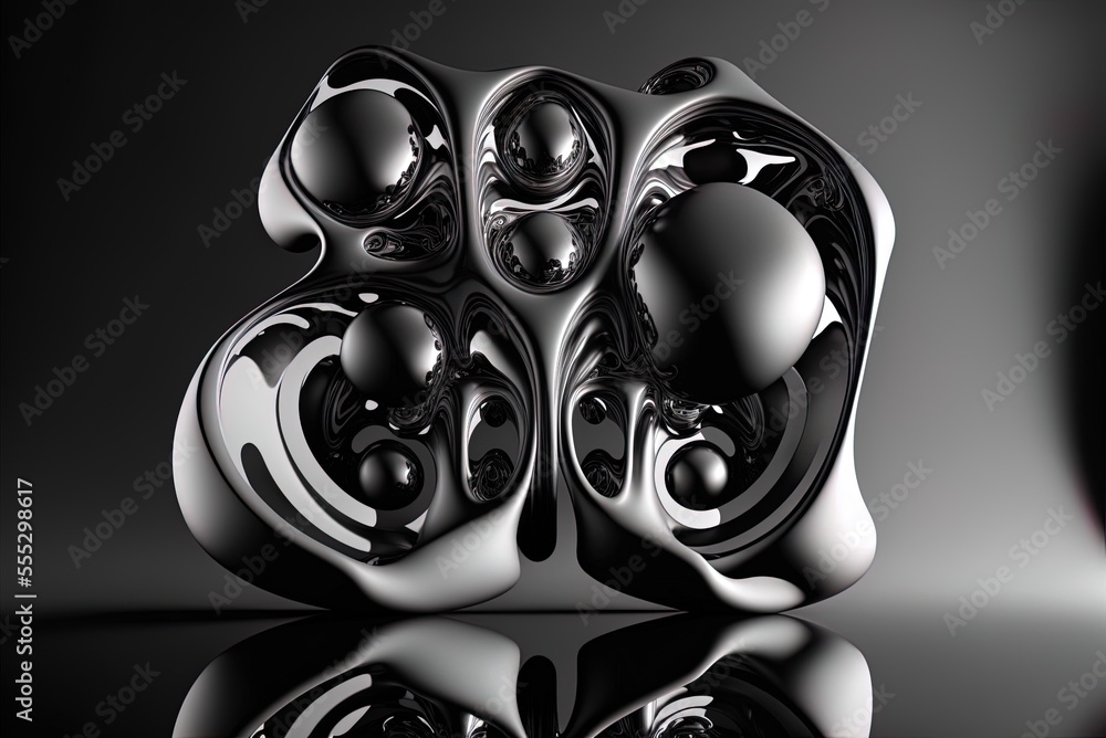 Fluid futuristic forms on a black and white backdrop, like a monochrome ...