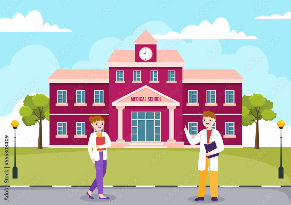 Medical School with Students Listening to Doctor Lecture and Learning ...