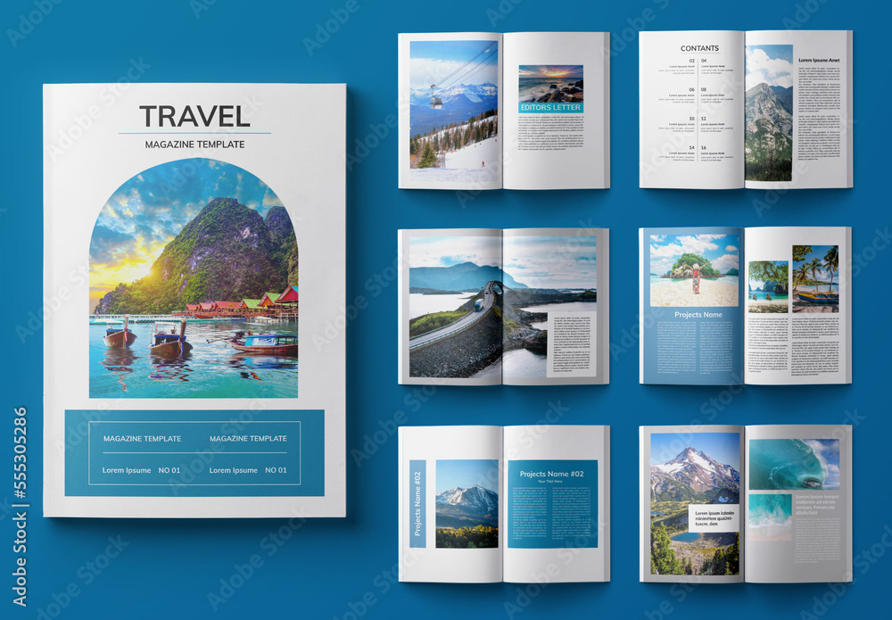 Travel Magazine Layout Stock Template | Adobe Stock