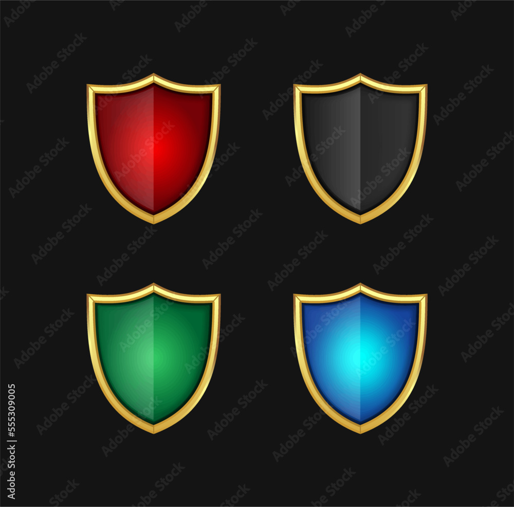 Vecteur Stock protect shield icon vector set. golden Shield Icon in ...
