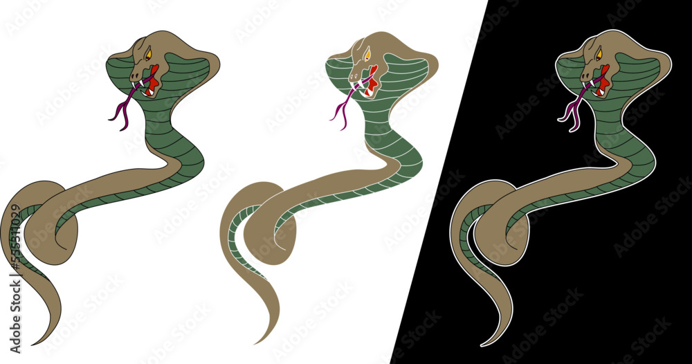 Hand drawn snake vector Illustration isolate on white background.Milk ...
