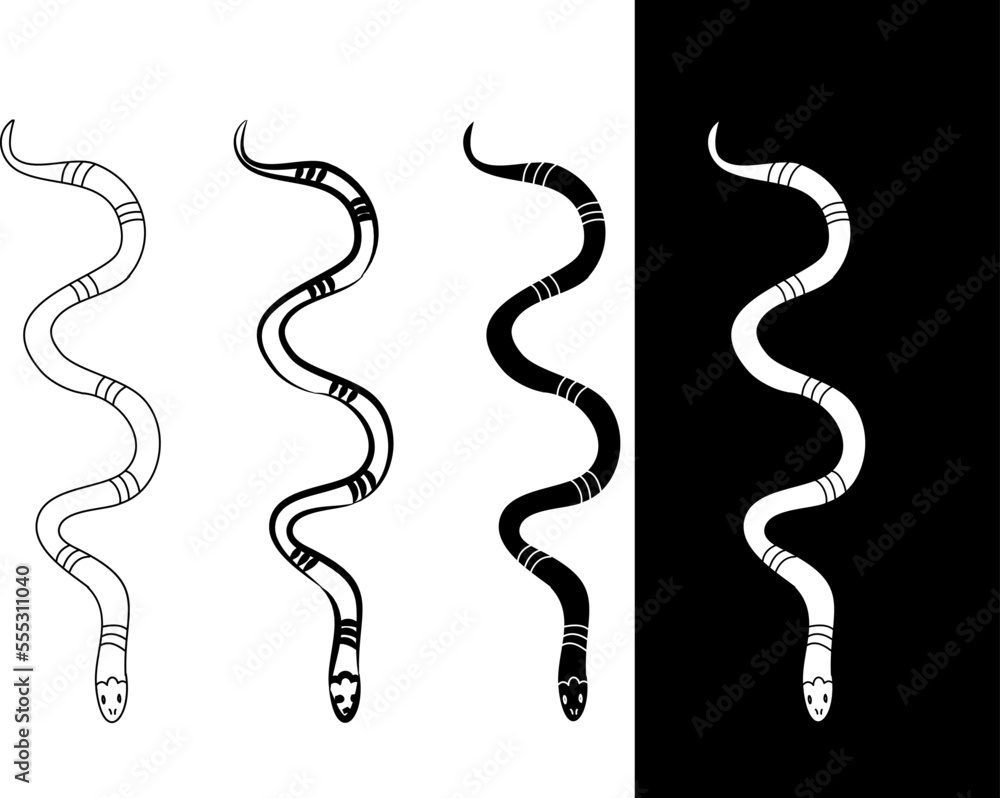 Hand drawn snake vector Illustration isolate on white background.Milk ...