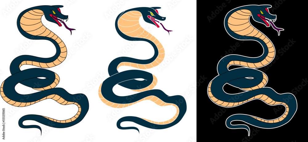 Hand drawn snake vector Illustration isolate on white background.Milk ...