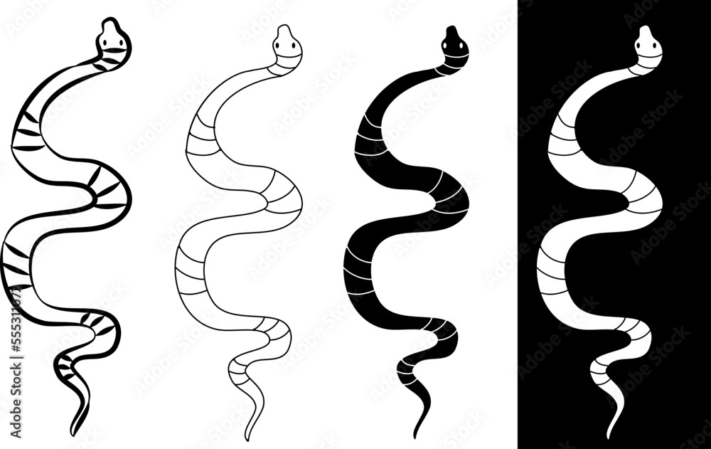 Hand drawn snake vector Illustration isolate on white background.Milk ...