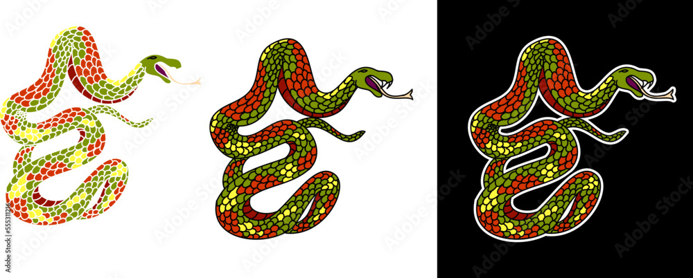 Hand drawn snake vector Illustration isolate on white background.Milk ...