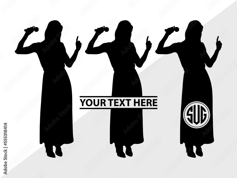 Singer Monogram, Singer Silhouette, Singer SVG, Singing People Svg ...