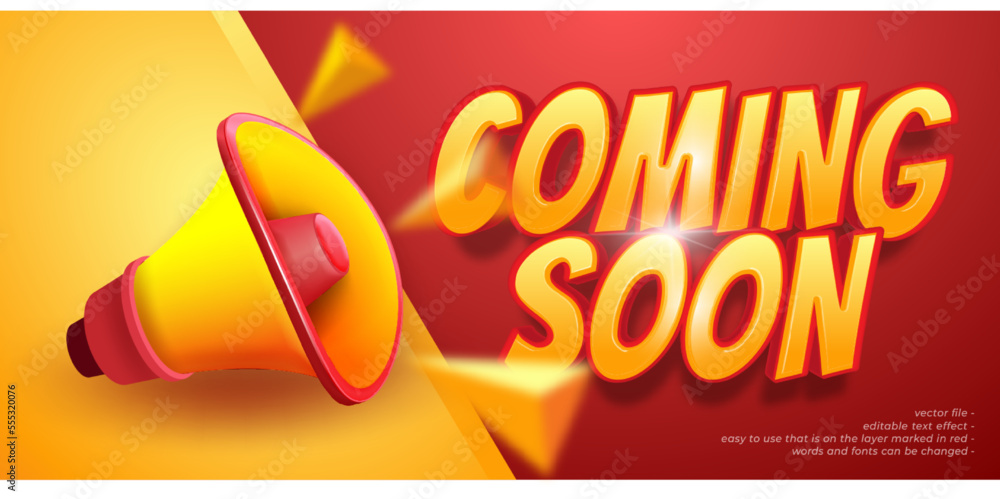 Creative coming soon teaser background with editable 3d text style ...