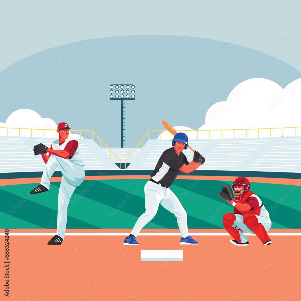 Baseball Sport Character Vector Illustration Stock Vector | Adobe Stock