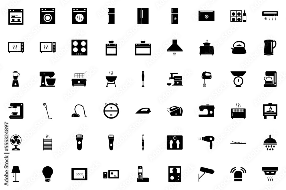 SVG home appliances Icons Set Stock Vector | Adobe Stock