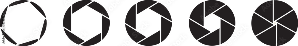 Vector black camera shutter icons set Stock Vector | Adobe Stock