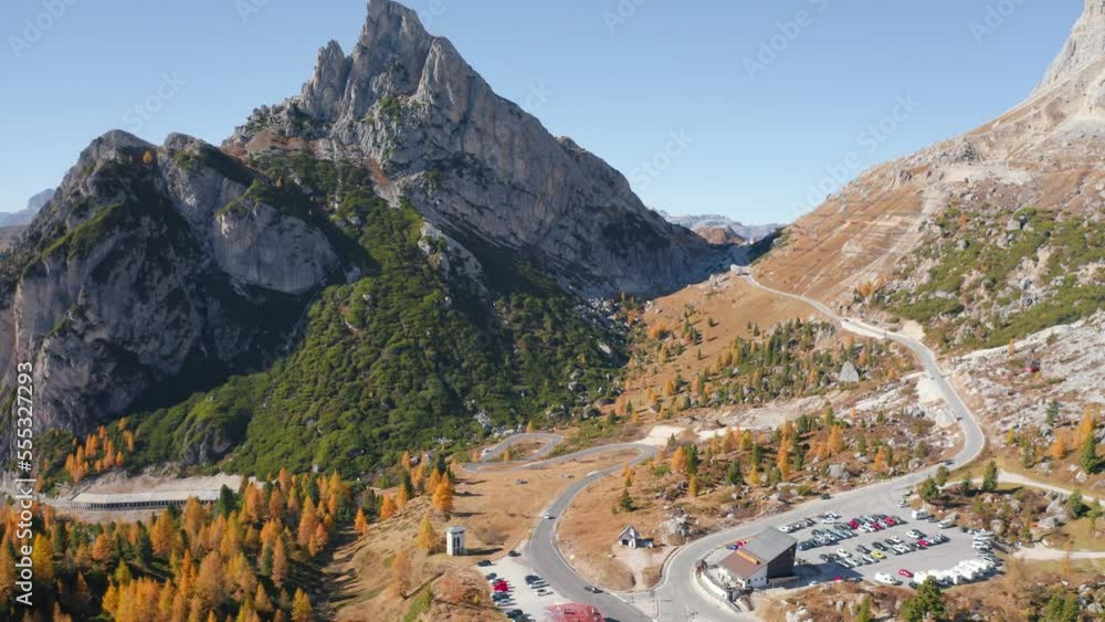 4k drone forward video (Ultra High Definition) of Falzarego pass ...