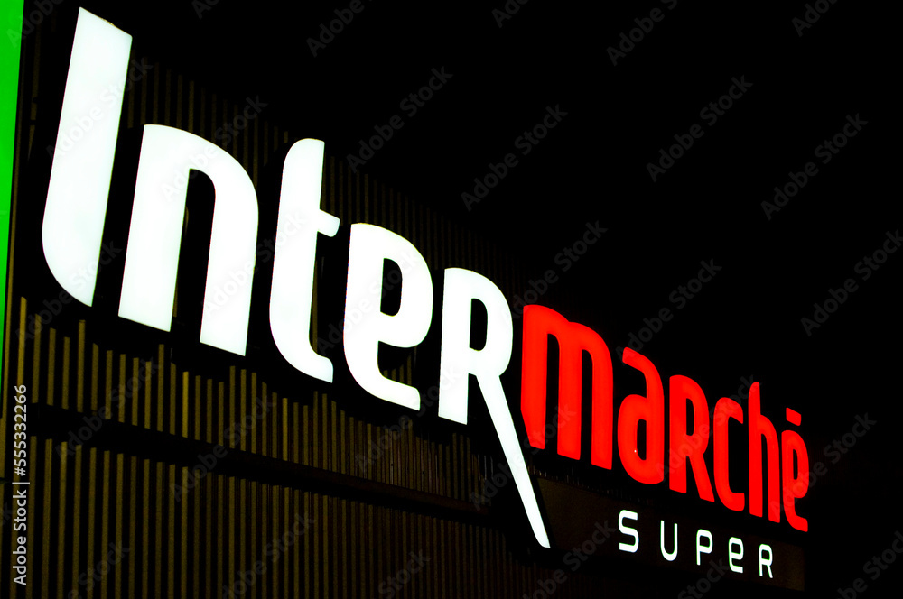 Swarzedz, Poland - December 2022: Intermarche supermarket logo sign by ...