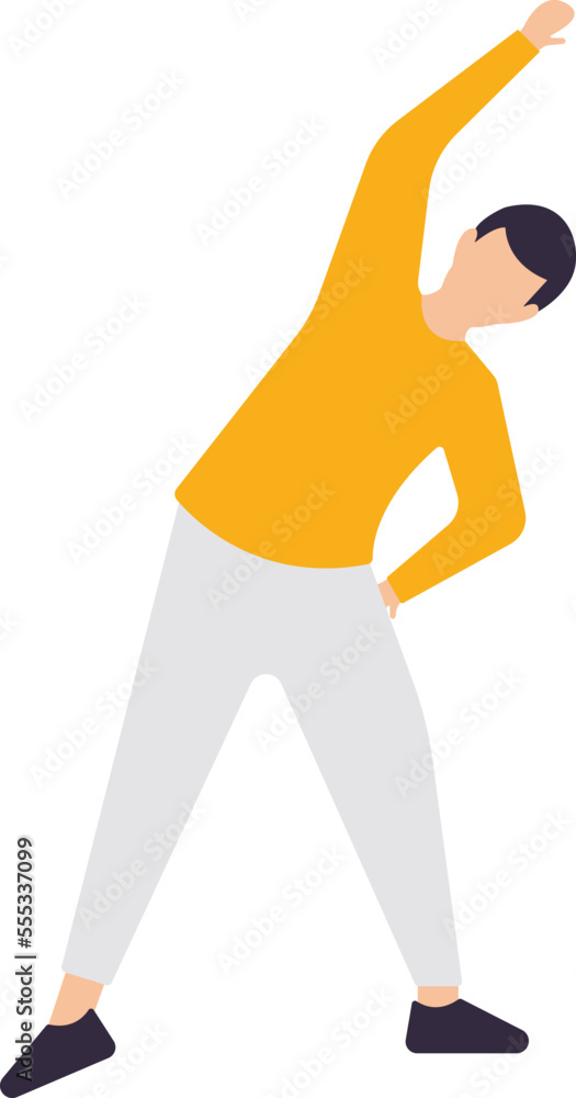 Boy doing yoga exercise practice, Stay home, keep fit and positive. Man ...