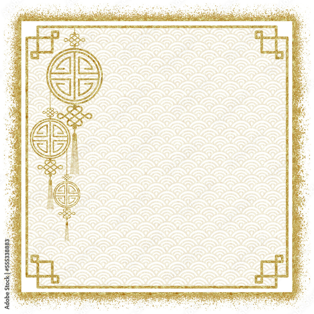 classic chinese style square frame with sparkling gold color ...