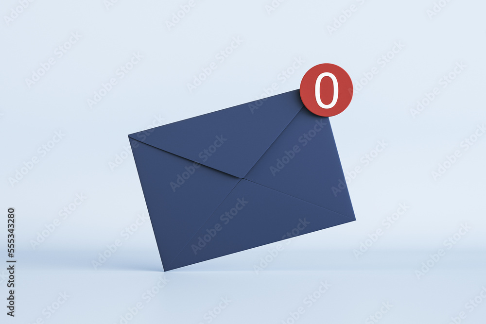 No messages or notification concept with front view on dark blue email ...