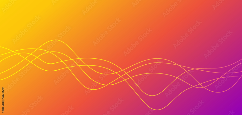Warm curve wave lines sound and heat flow vector abstract or red yellow ...