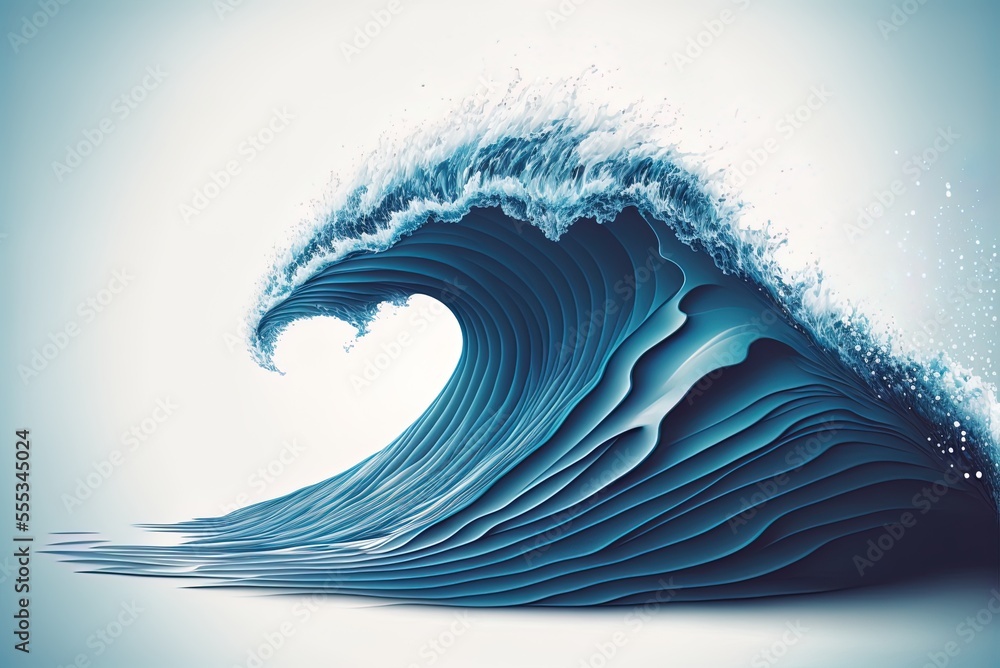 Beautiful illustration of a blue wave moving on a clear background ...
