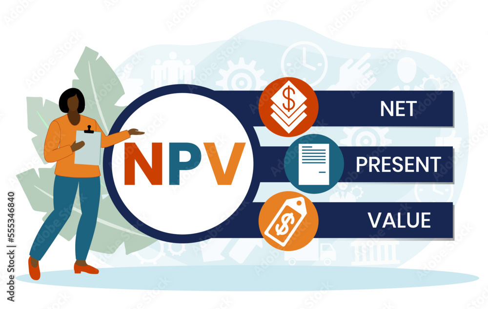 NPV - net present value. acronym business concept. vector illustration ...