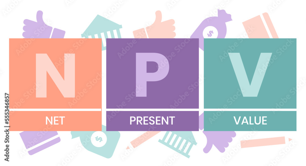 NPV - net present value. acronym business concept. vector illustration ...