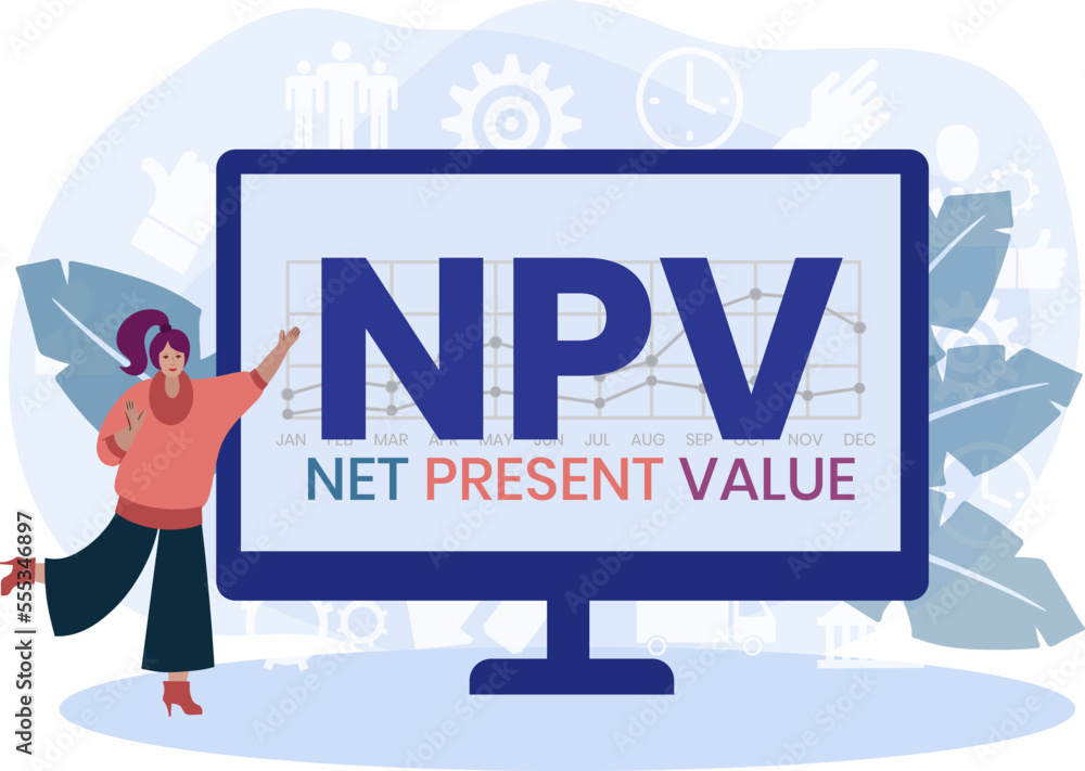 NPV - net present value. acronym business concept. vector illustration ...