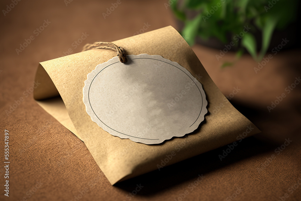 Round empty gift tag mock up, wedding favor, product tag mockup. eco ...
