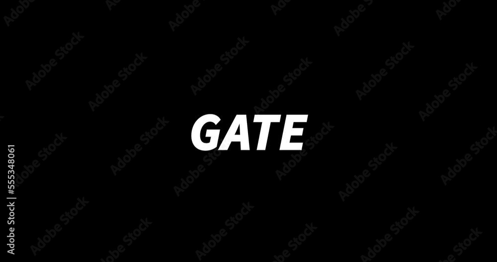 GATE text animation on black background. Modern text animation, written ...