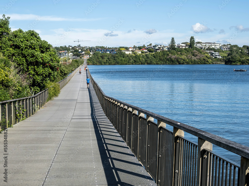 Orakei Basin walk and cycle path way. Auckland, New Zealand Stock Photo ...