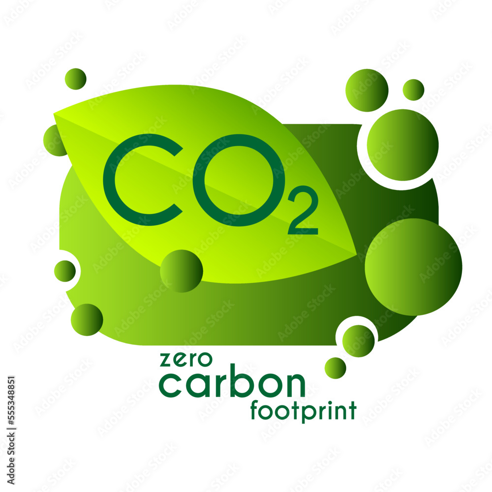 CO2 neutral logo. Carbon emissions free. Net zero carbon footprint - carbon emissions free ...