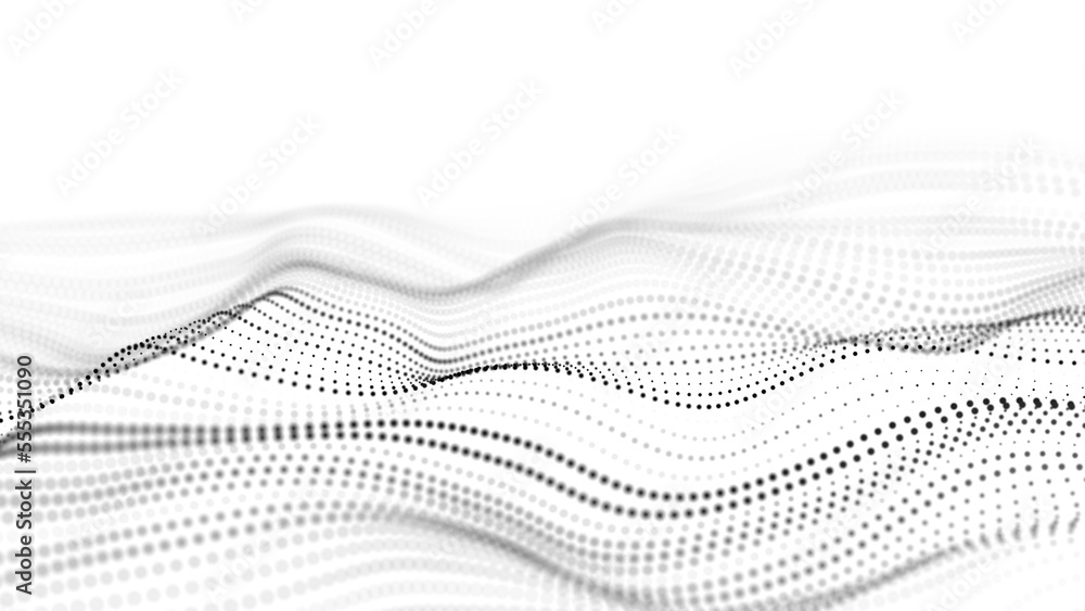 Abstract Technology Wave Of Particles Big Data Visualization Background With Motion Dots