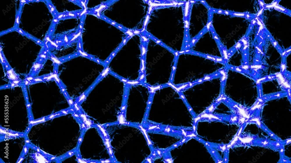 Pattern with moving neural networks on black background. Design. Bright ...