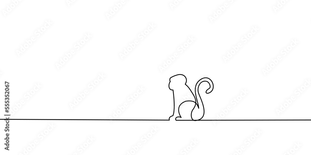 monkey line art on white background. minimal drawing vector Stock ...
