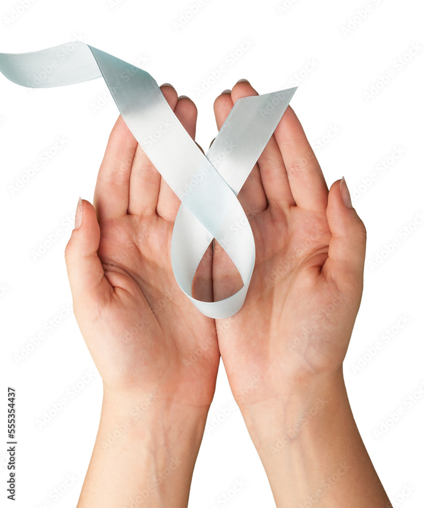 Human hands holding light ribbon, Symbol for support who living with ...