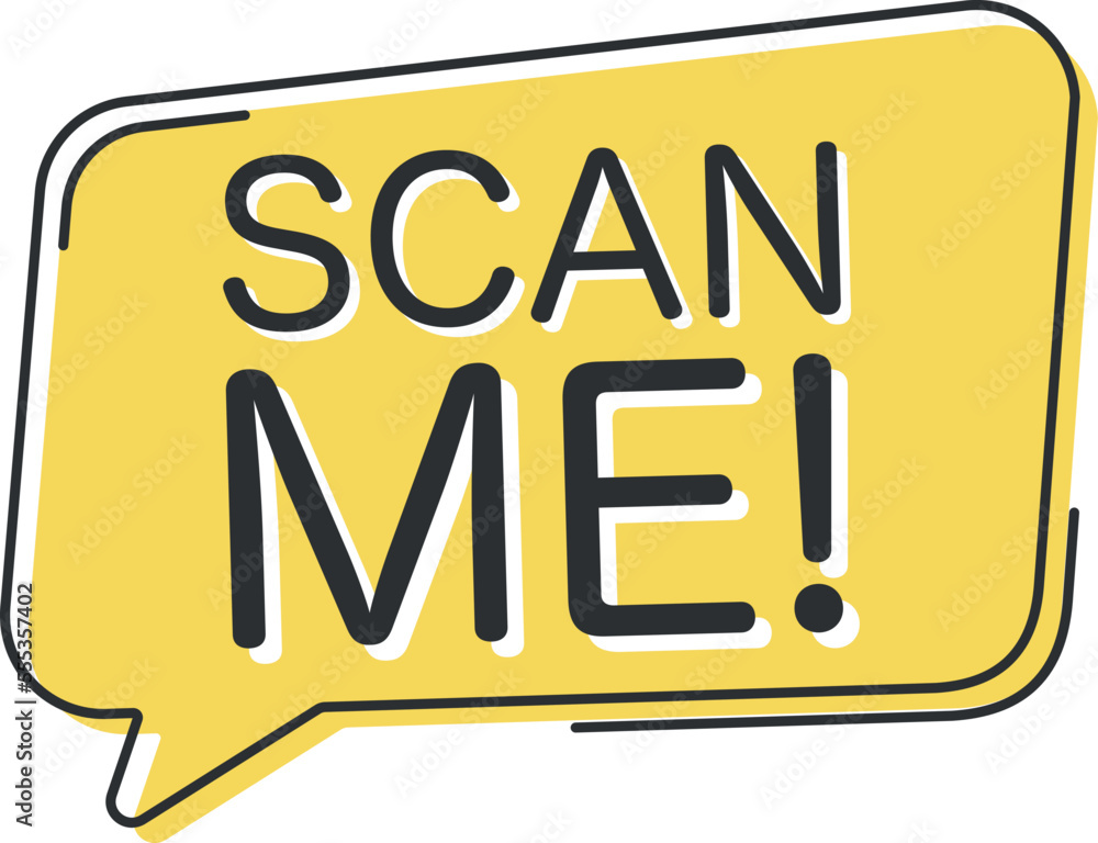 QR code scan me in speech bubble, scan me concept, icon. vector de ...