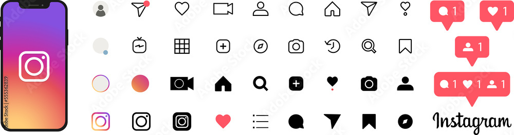 Instagram. Collection of social media icons inspired by Instagram ...