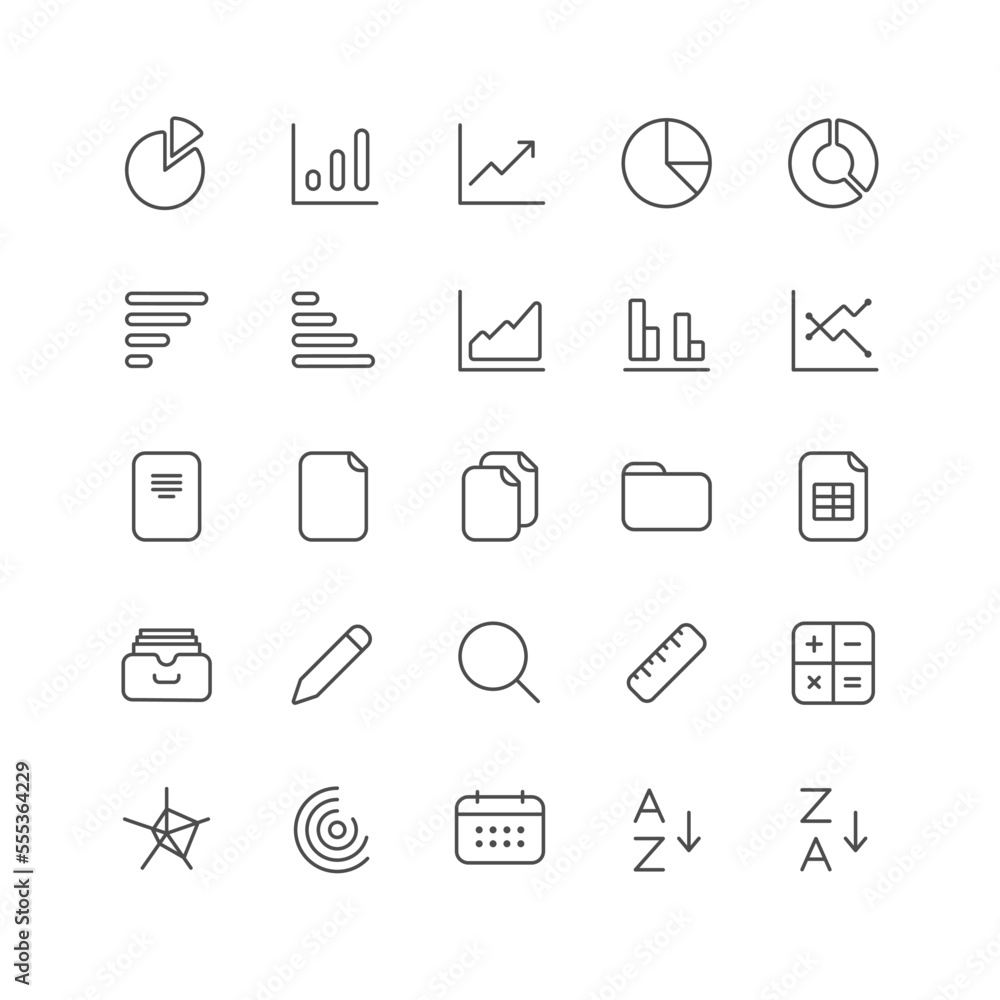 Outline Icon Collection For Ui Vector Thin Line Illustration Set