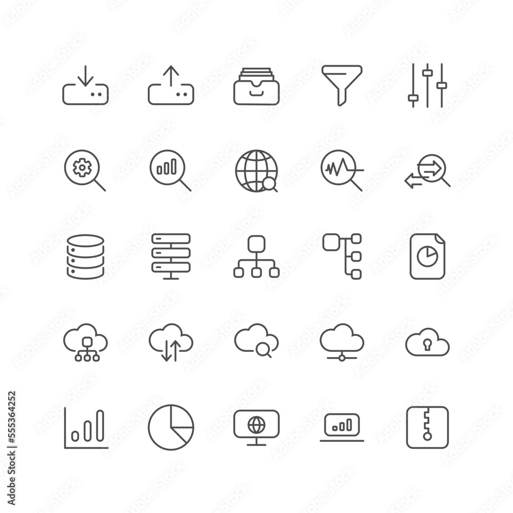 Outline Icon Collection For Ui Vector Thin Line Illustration Set