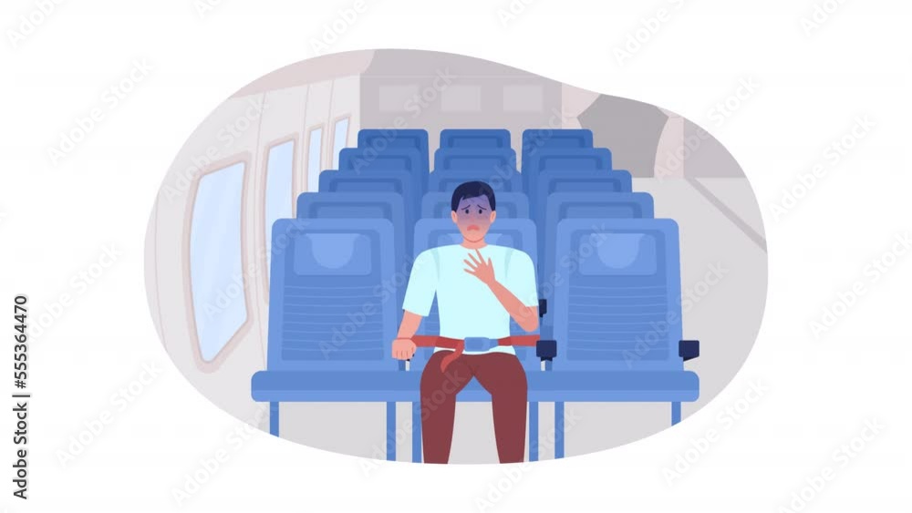 Animated isolated panic in airplane. Looped flat 2D character HD video ...