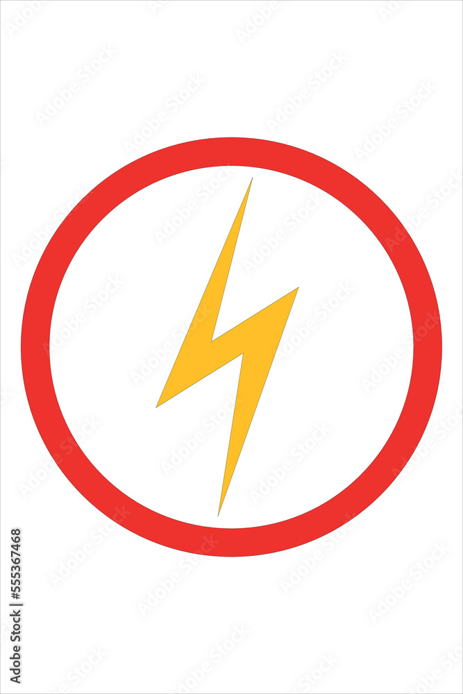 a symbol sign electricity voltage in red warning circle Stock Vector ...