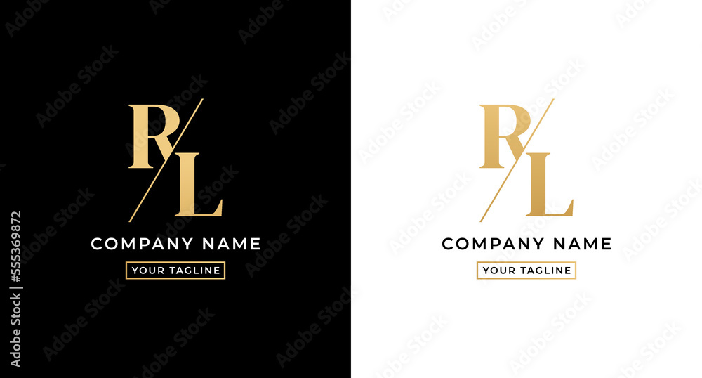 RL logo letter or RL letter logo vector on white and black background ...
