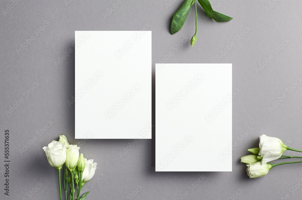 Wedding invitation card mockup with front and back sides and white ...