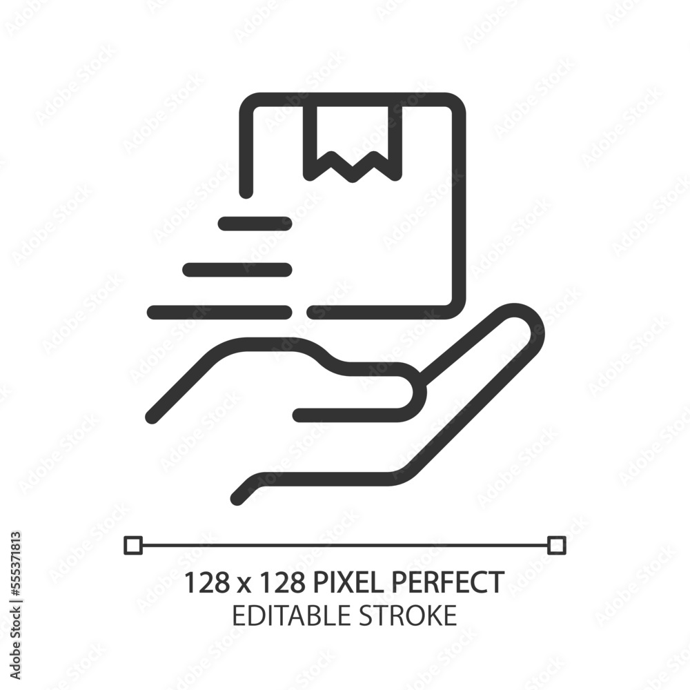 Provide delivery service pixel perfect linear icon. Commercial ...