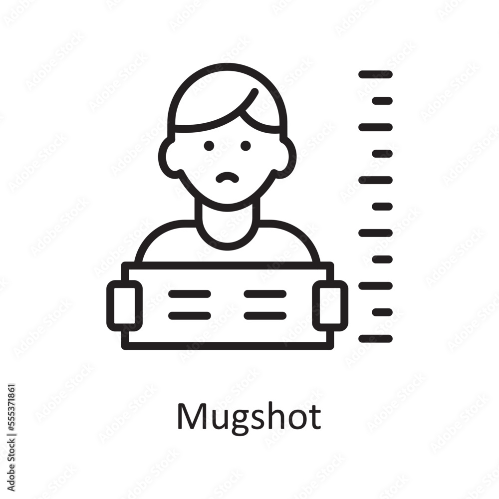 Mug shot Vector Outline Icon Design illustration. Law Enforcement ...