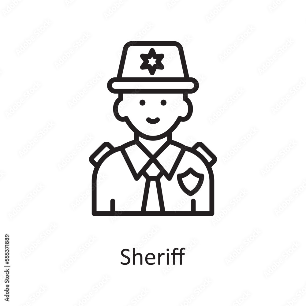 Sheriff Vector Outline Icon Design illustration. Law Enforcement Symbol ...