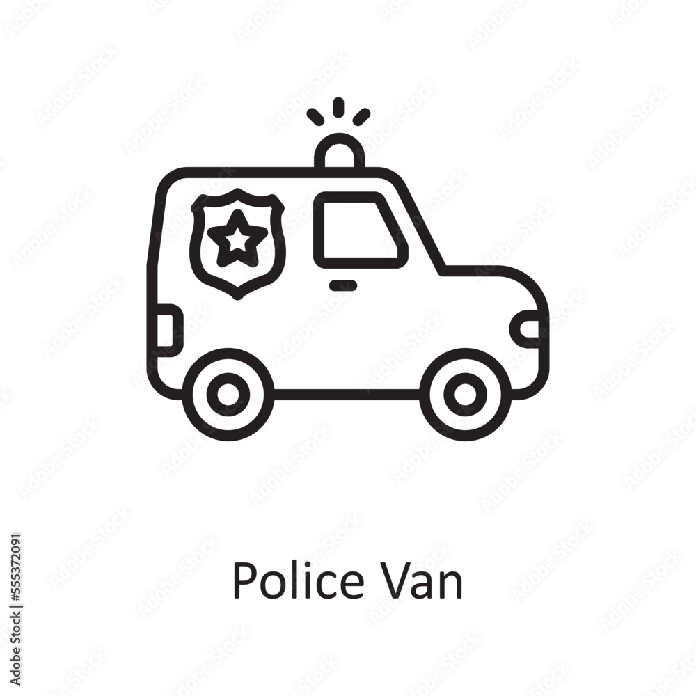 Police van Vector Outline Icon Design illustration. Law Enforcement ...