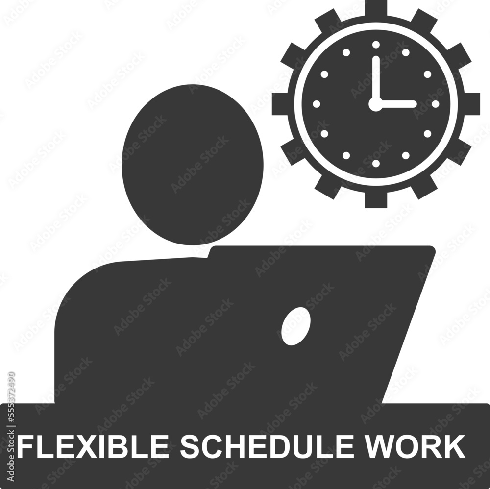 Flexible schedule work icon, work management icon black vector Stock ...