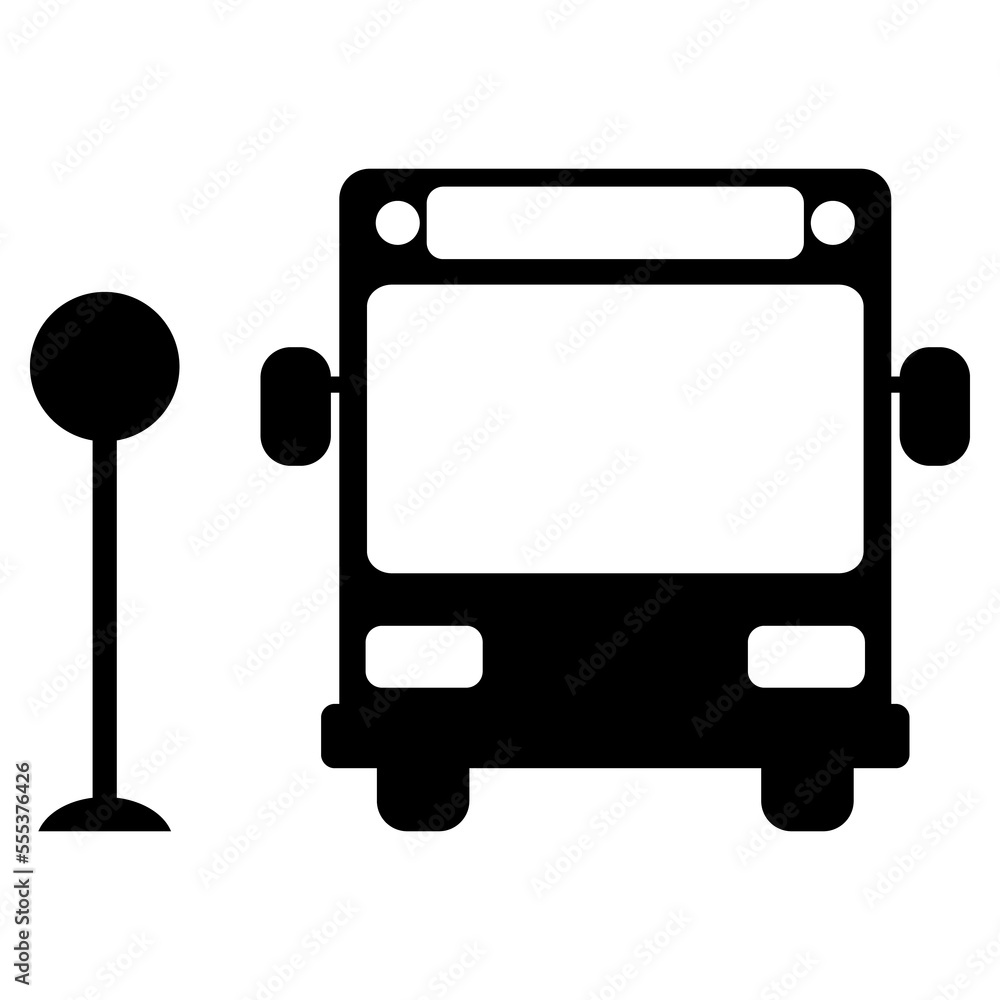 Logo bus stop. Servicio de transporte urbano o interurbano. Silueta ...