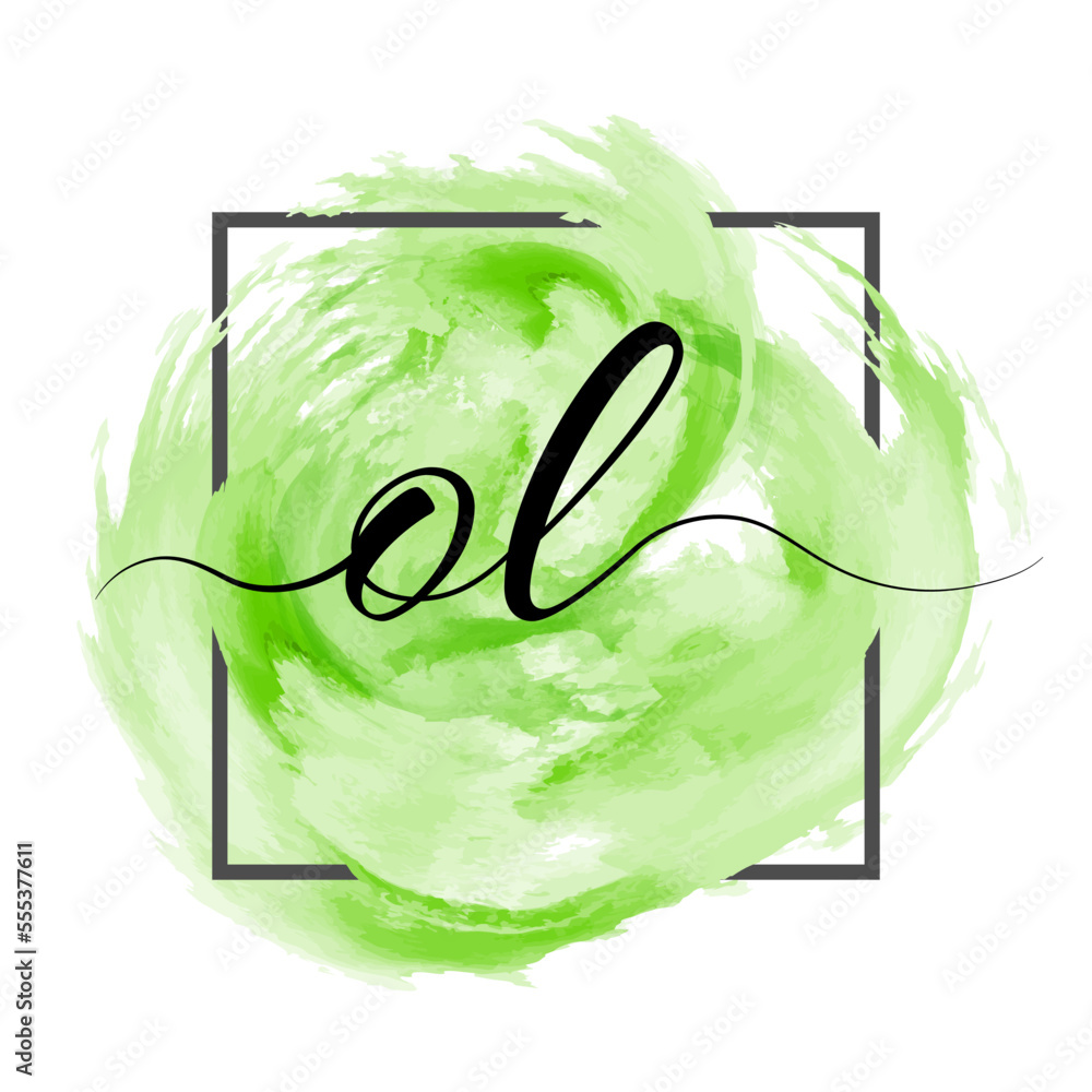 Calligraphic lowercase letters O and L are written in a solid line on a ...