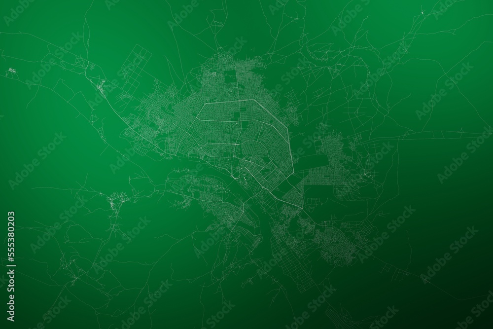 Map of the streets of Niamey (Niger) made with white lines on abstract ...