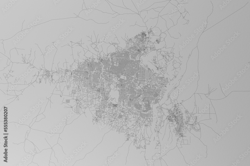 Map of the streets of Juba (South Sudan) made with black lines on grey ...