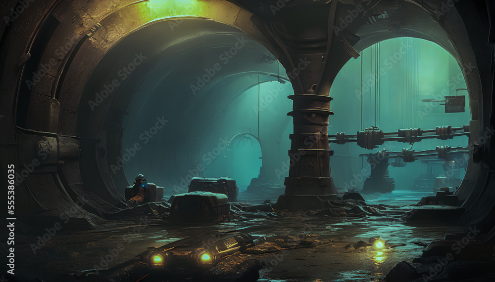 Sewer system under the city. Dirty. Generative AI Stock Illustration ...